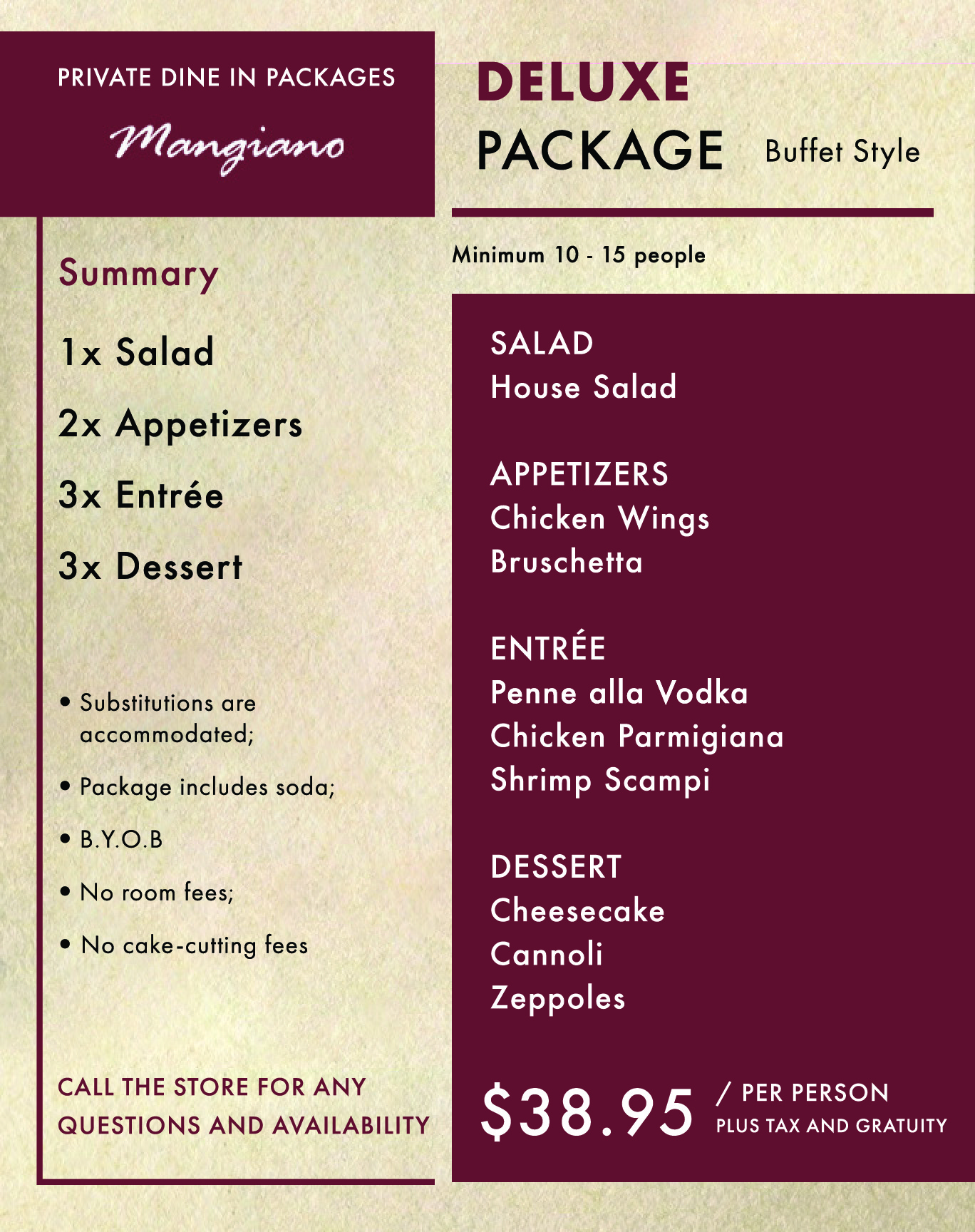 Private Event Catering | Morristown NJ | Mangiano Restaurant