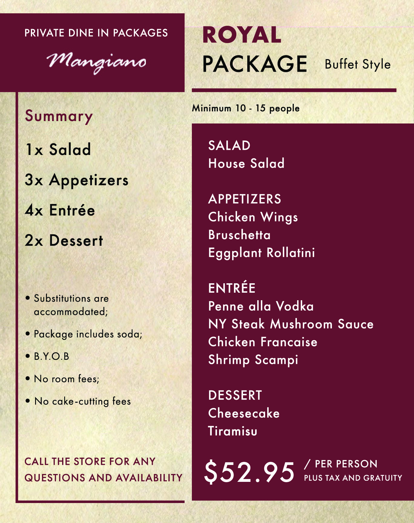 Private Event Catering | Morristown NJ | Mangiano Restaurant